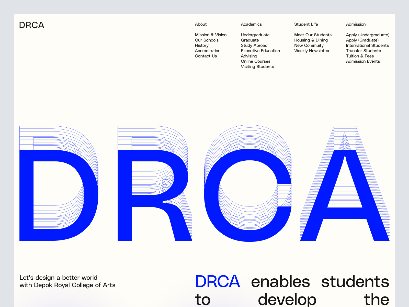 DRCA - Design College Landing Page by Rayfan Tio Saputro for Keitoto on Dribbble