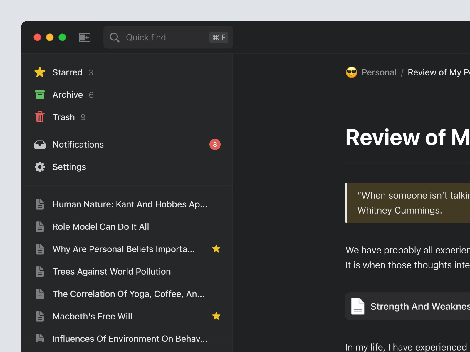 Nulis - Notes Desktop App Dark by Rayfan Tio Saputro for Keitoto on ...