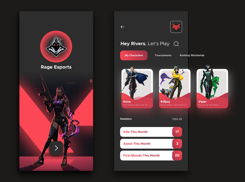 Valorant Gaming UI by Vardan Sharma on Dribbble