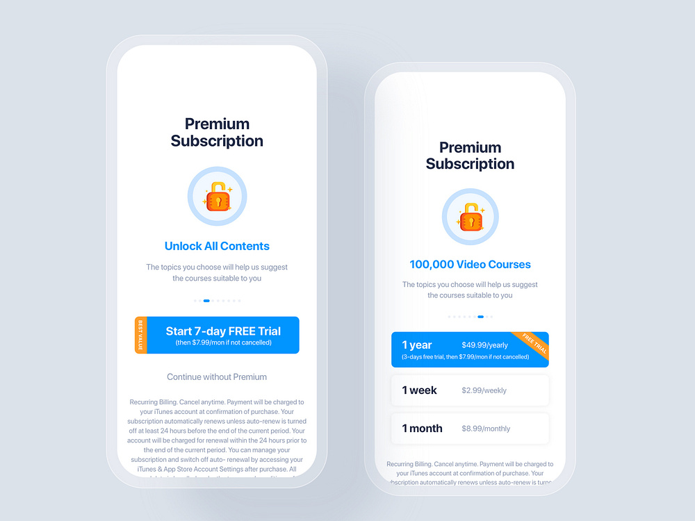 Premium Subscription UI concept by HoangPts on Dribbble