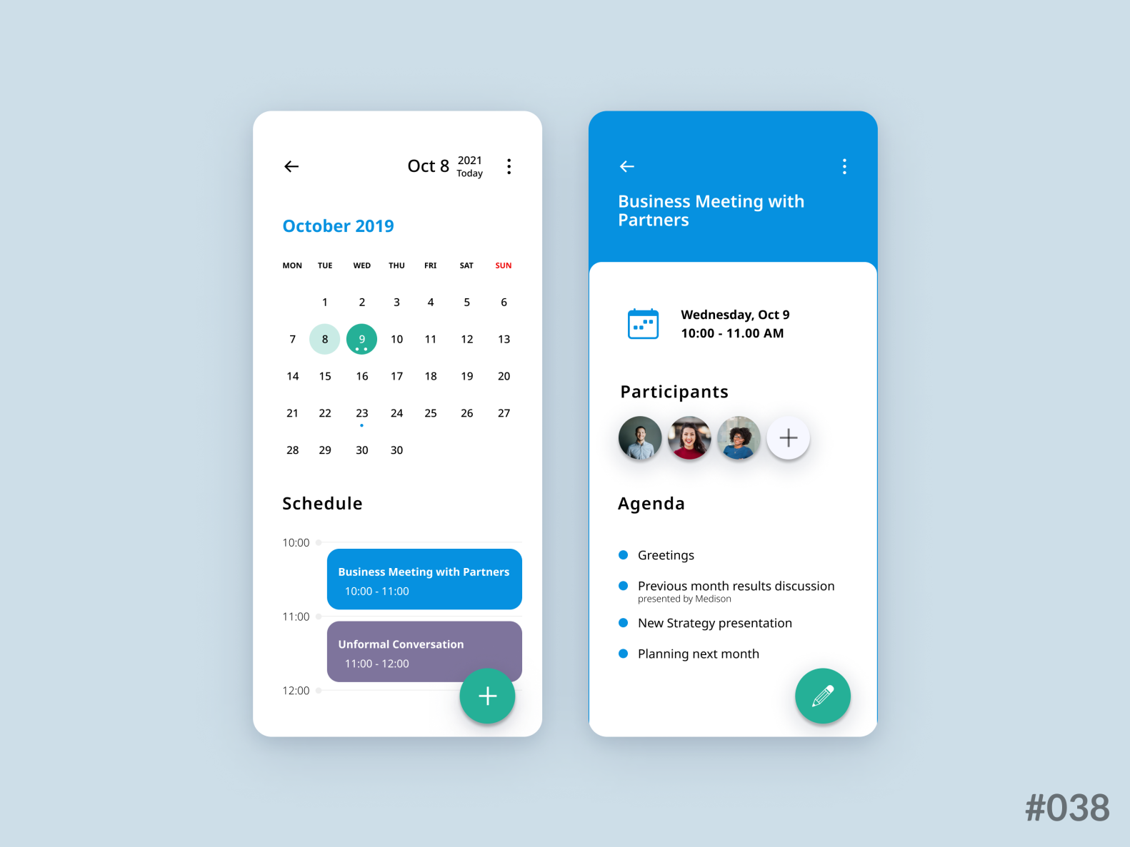 Daily UI #038 of 100 - Calendar by Nick V M on Dribbble