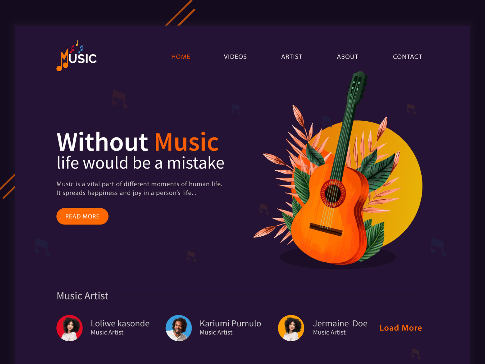 Music-Website-Landing-Page by Vishakha on Dribbble