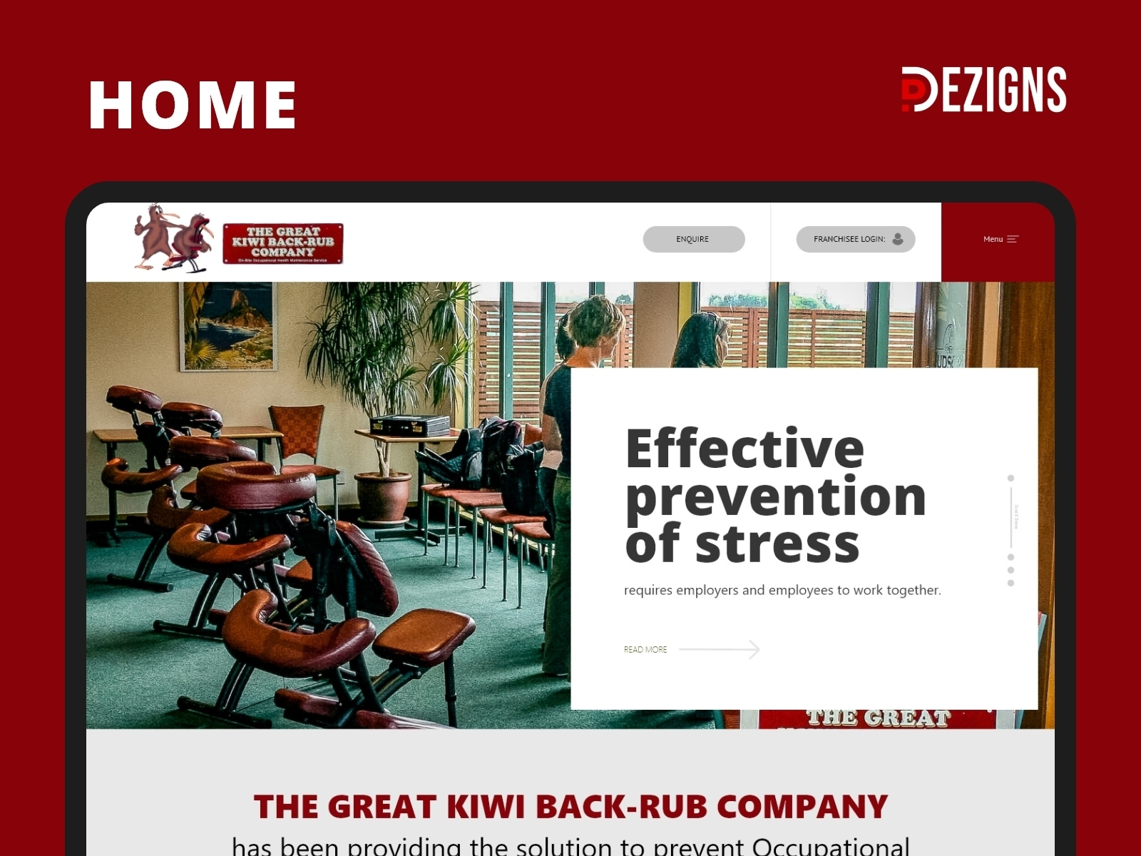 The Great Kiwi Back Rub Company Website by Quratulain Saqib on Dribbble