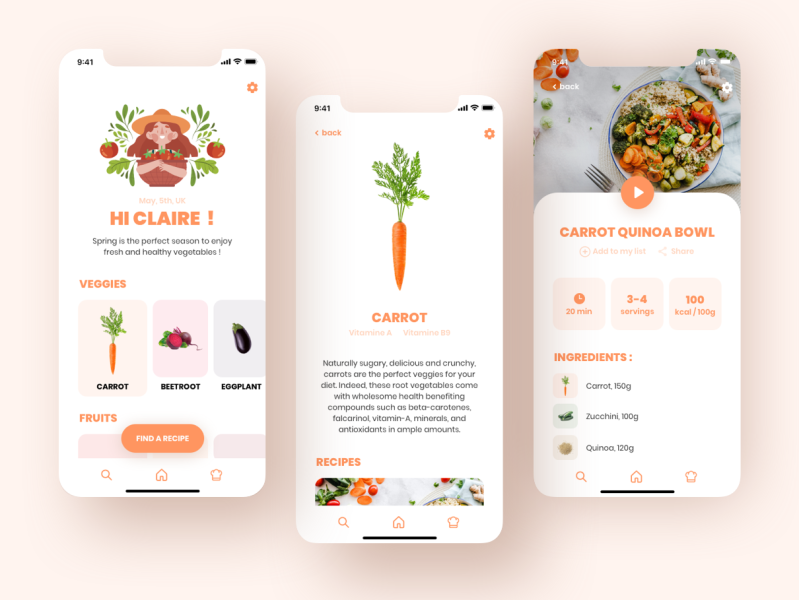 Seasonal Vegetables App by Camille Massu on Dribbble