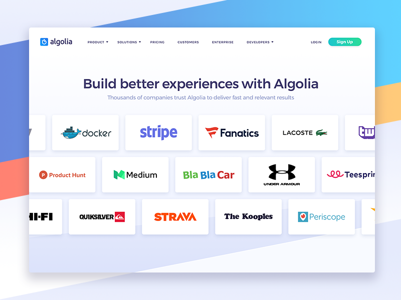 Algolia Customers by Sébastien Navizet for Algolia on Dribbble