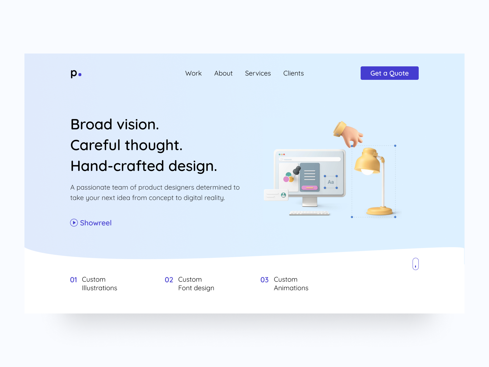 Hero Slider for a design studio by Jyothirmayee Kalakota on Dribbble