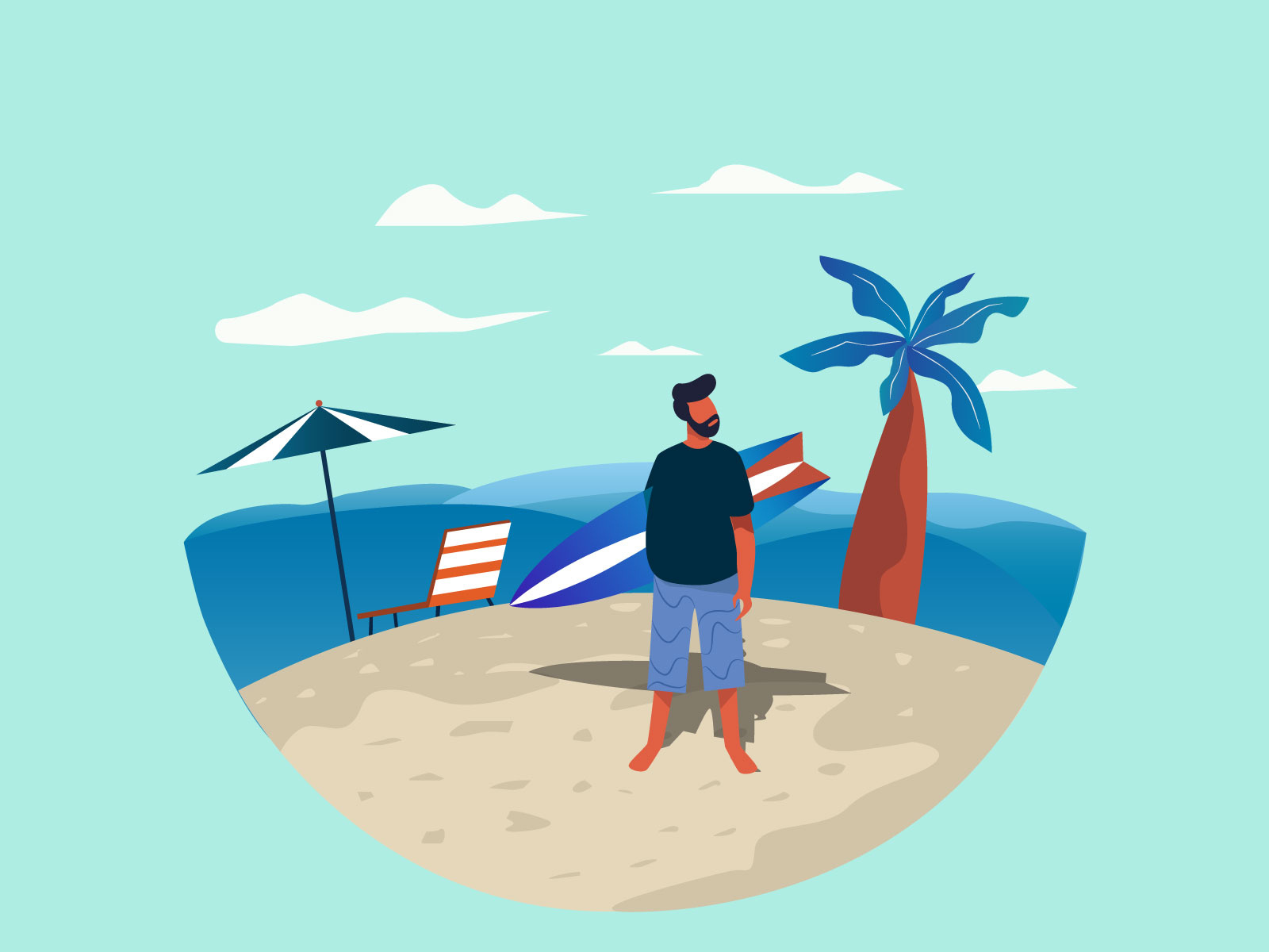 Surfing Time! (flat illustration) by MD. YEAMIN FATHA on Dribbble