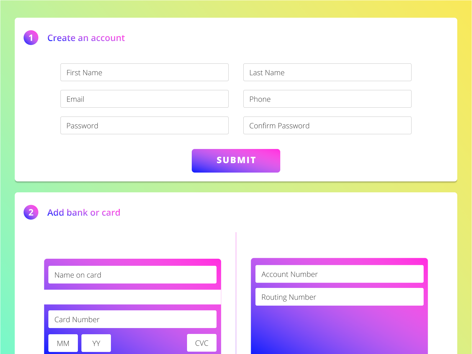 Swipe Payments - Gradient Sign Up Form by Jordan Scott on Dribbble
