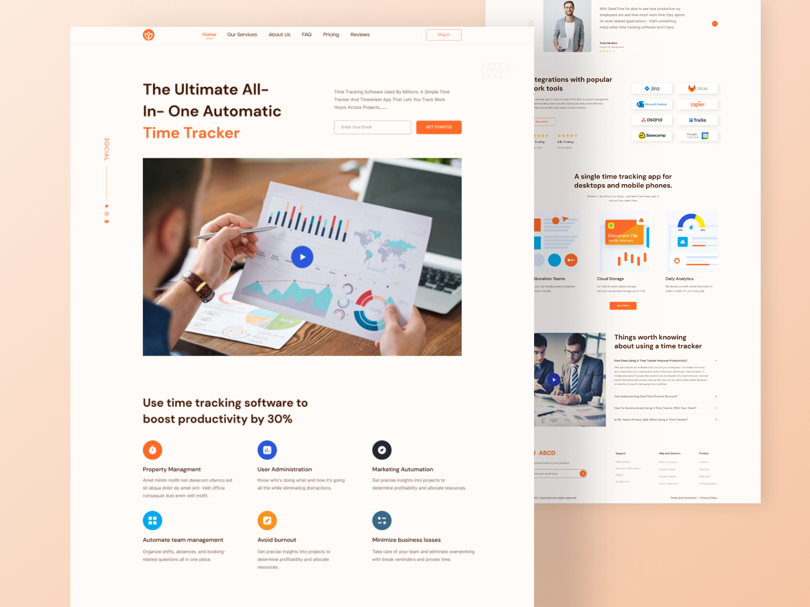 Time tracking landing page design by Emtiaj Ahmed on Dribbble