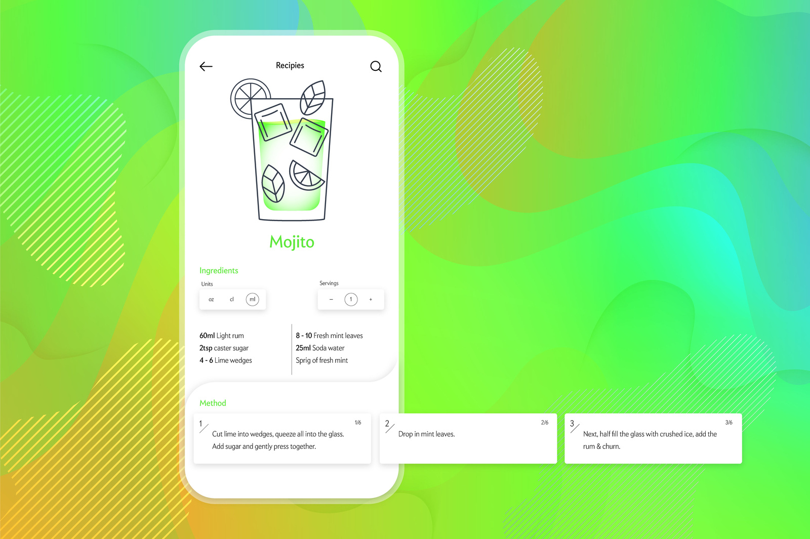 Cocktail UI - Mojito by Christine on Dribbble