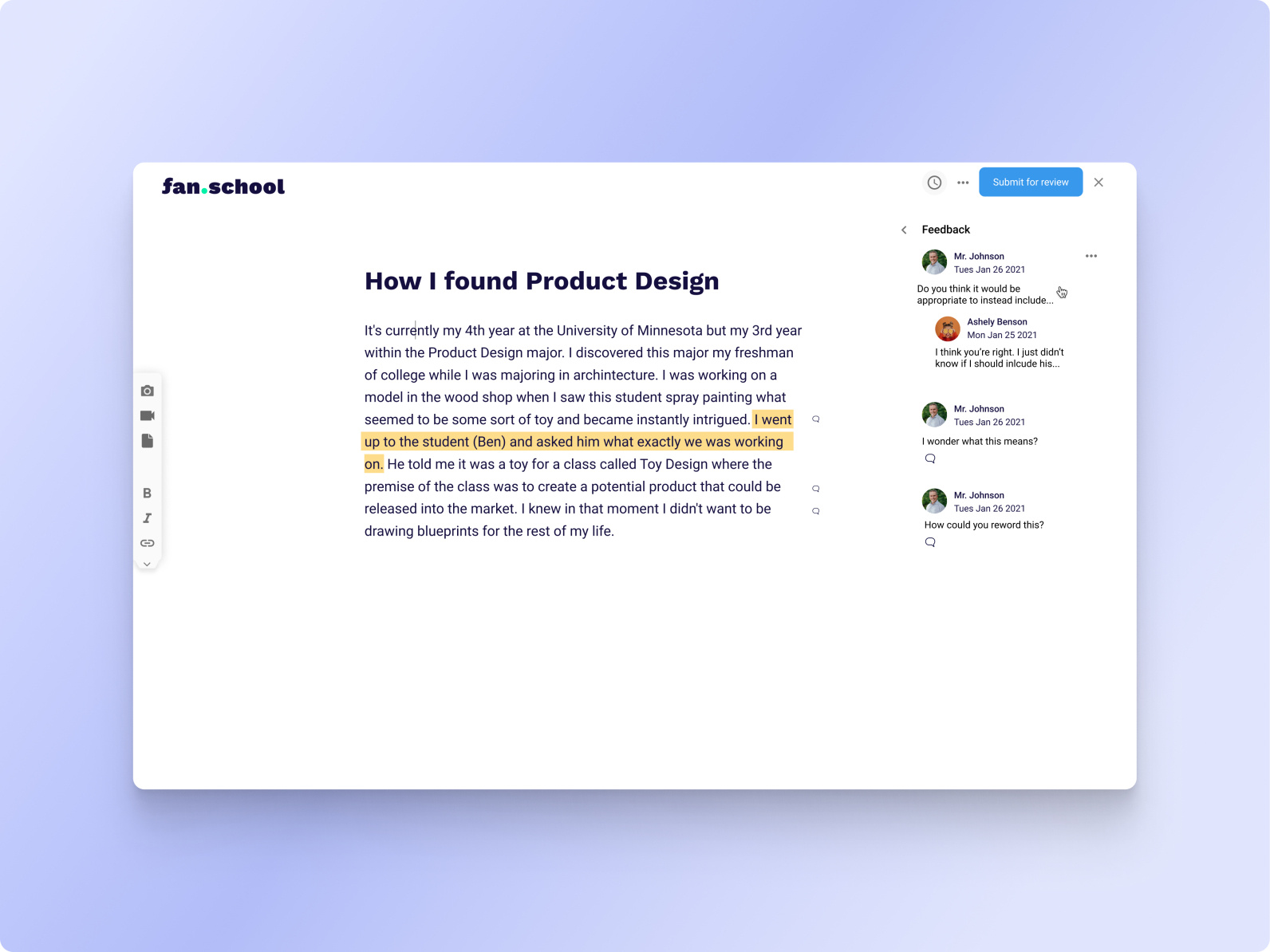 Article feedback feature by Nick Sanchez on Dribbble