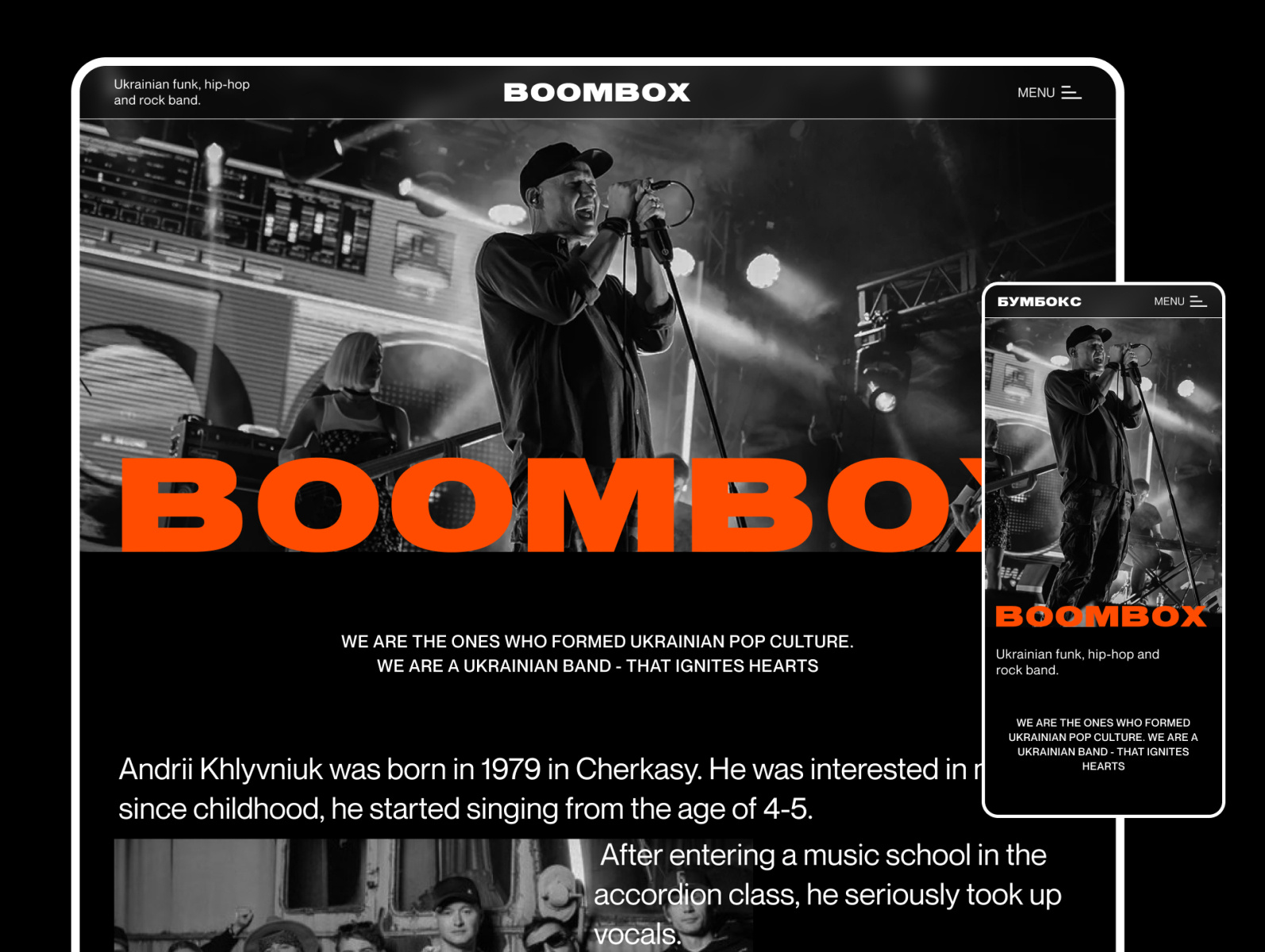 Boombox. Web site page. Music Band by Andrii on Dribbble