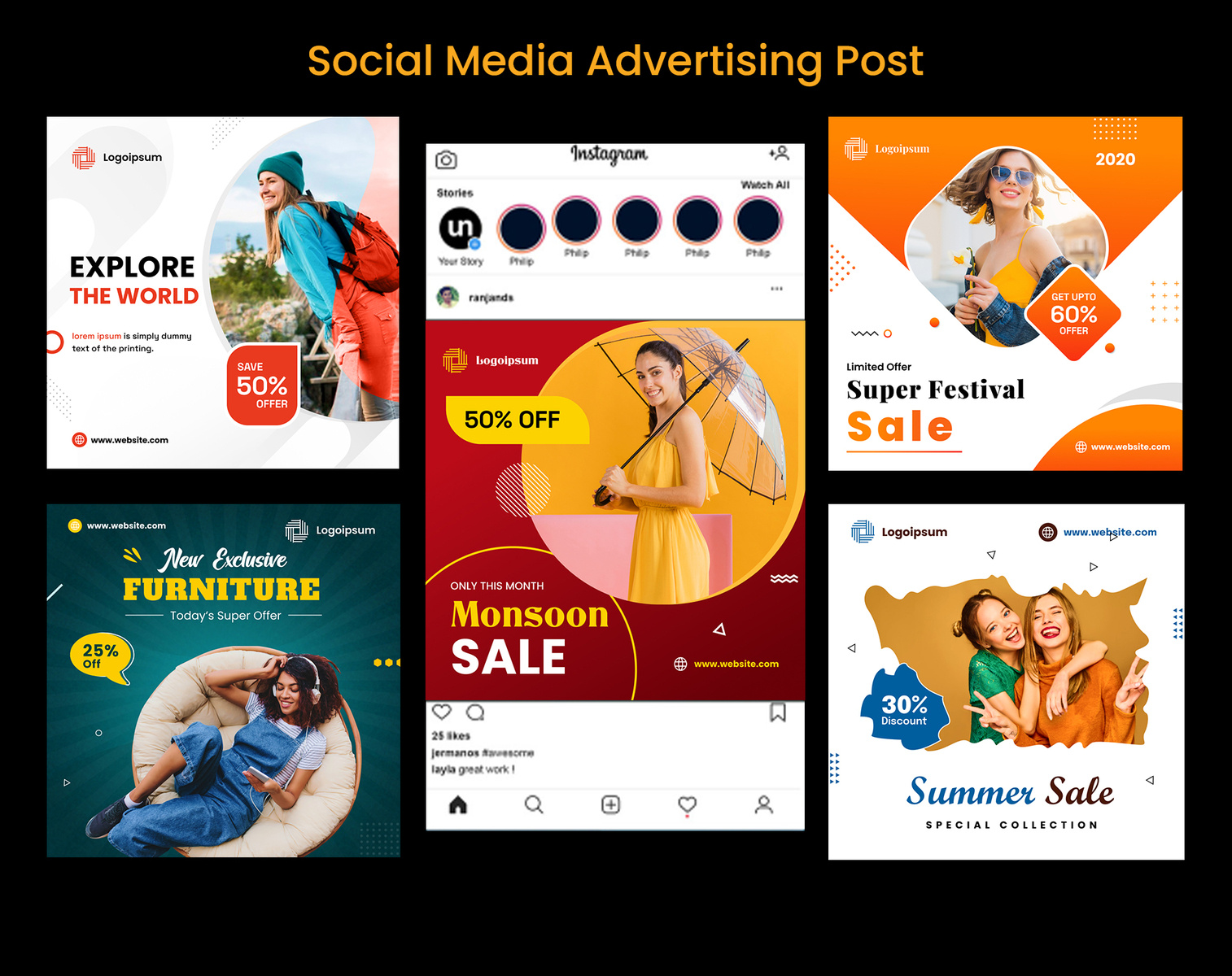 Social media advertising post by Bindi Shah on Dribbble