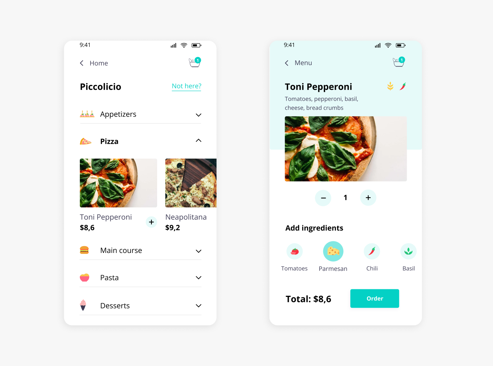 Food app menu by Lena Kozar on Dribbble
