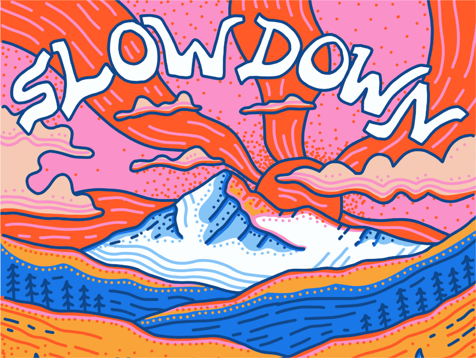 Slow Down (mountain sunset) by Lisa McCormick on Dribbble