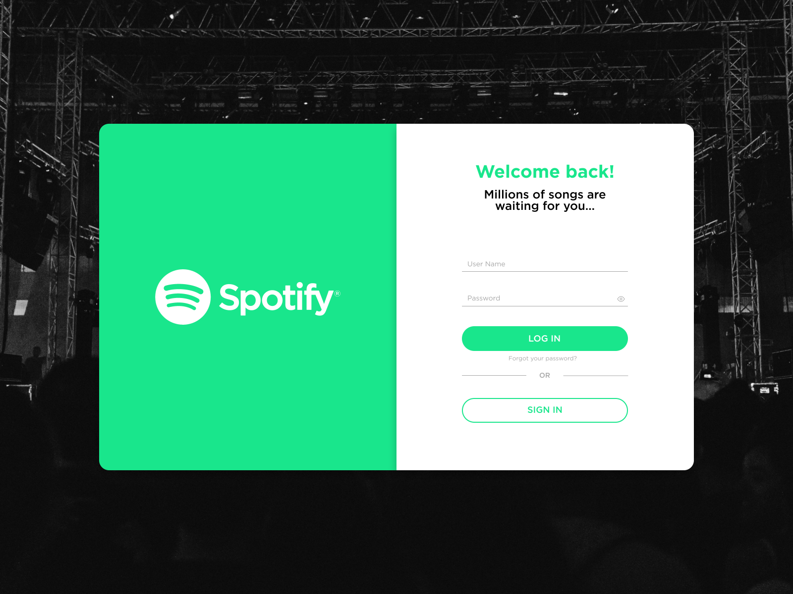 Daily UI #001 - Sign up (Spotify) by Gabriel Espano Harus on Dribbble