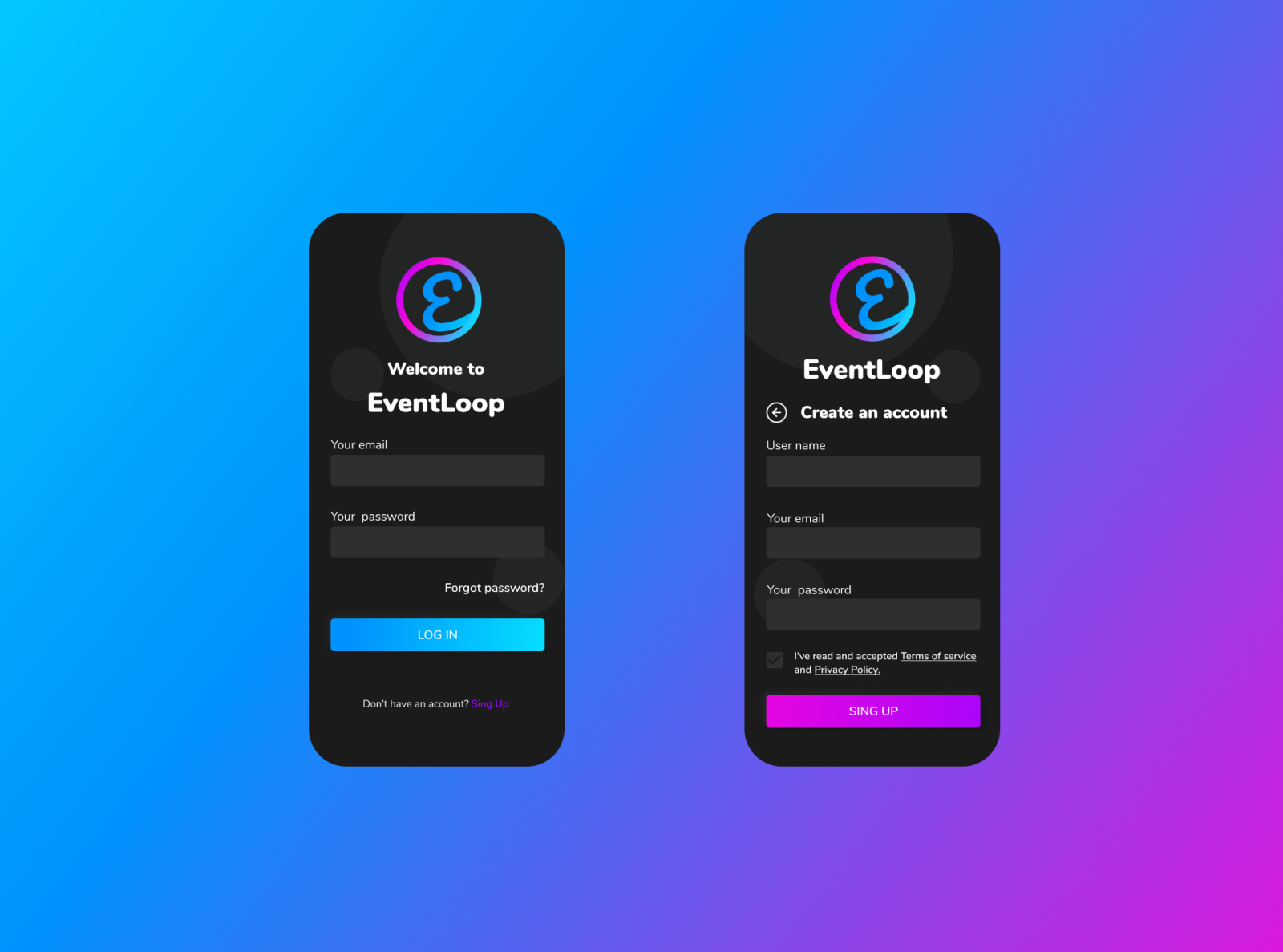 Login and Sign Up Screen by Skaistė Verkytė on Dribbble