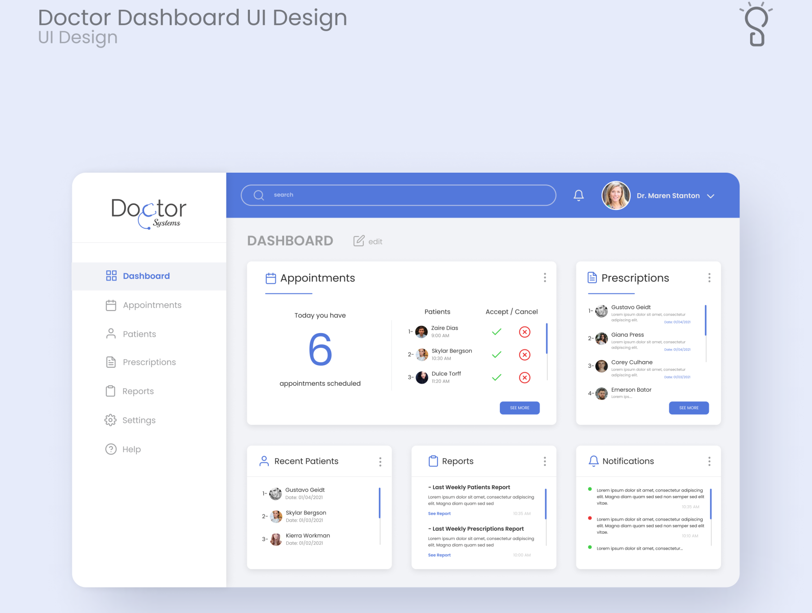 Doctor Dashboard - UI Design Inspiration by Santiago Suarez on Dribbble