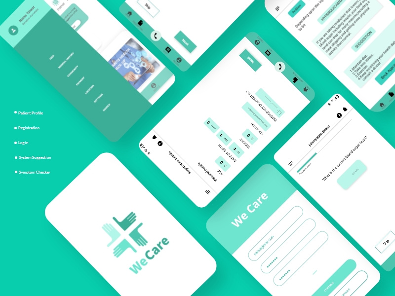 WE CARE screens by Debanjana Maji on Dribbble