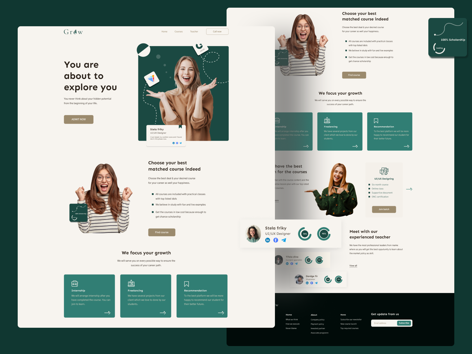 Landing page exploration on career consultancy firm ''Grow'' by ...