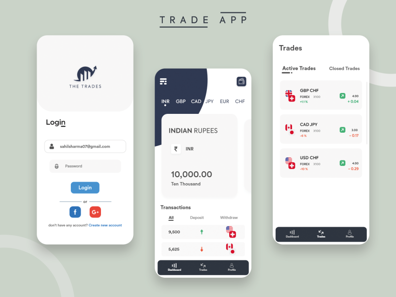 Trade App by Yogendra negi on Dribbble