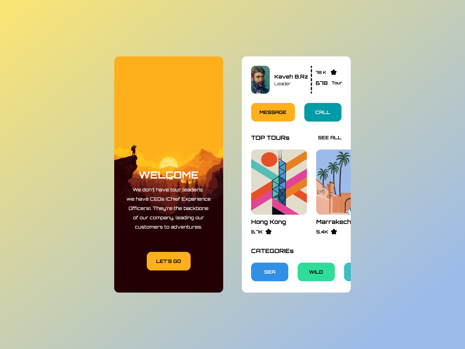 Tour leaders ui design by farzadski on Dribbble