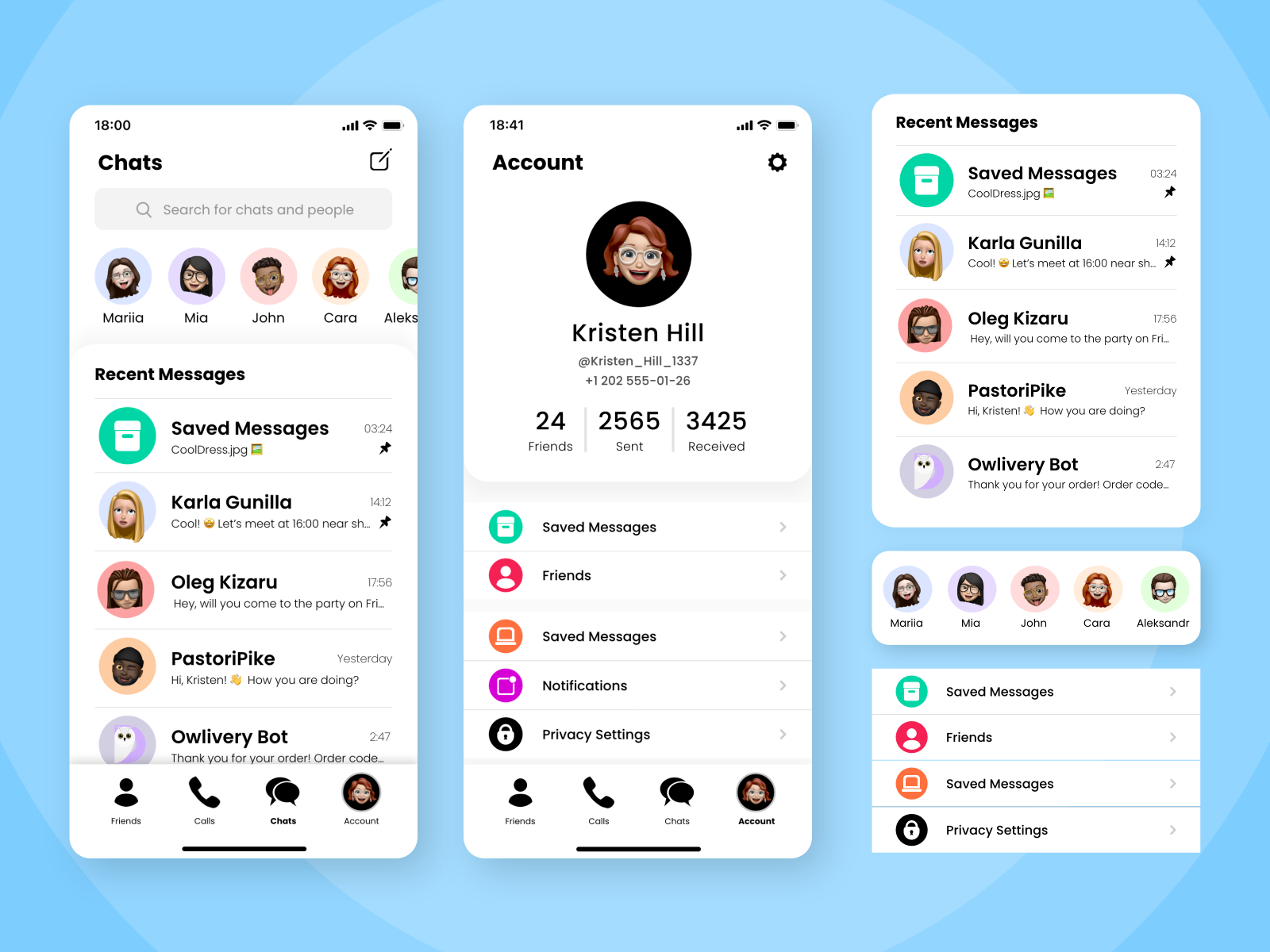 Daily UI - 006 | User Profile | Chat App by Aleksandr Shchilkin on Dribbble
