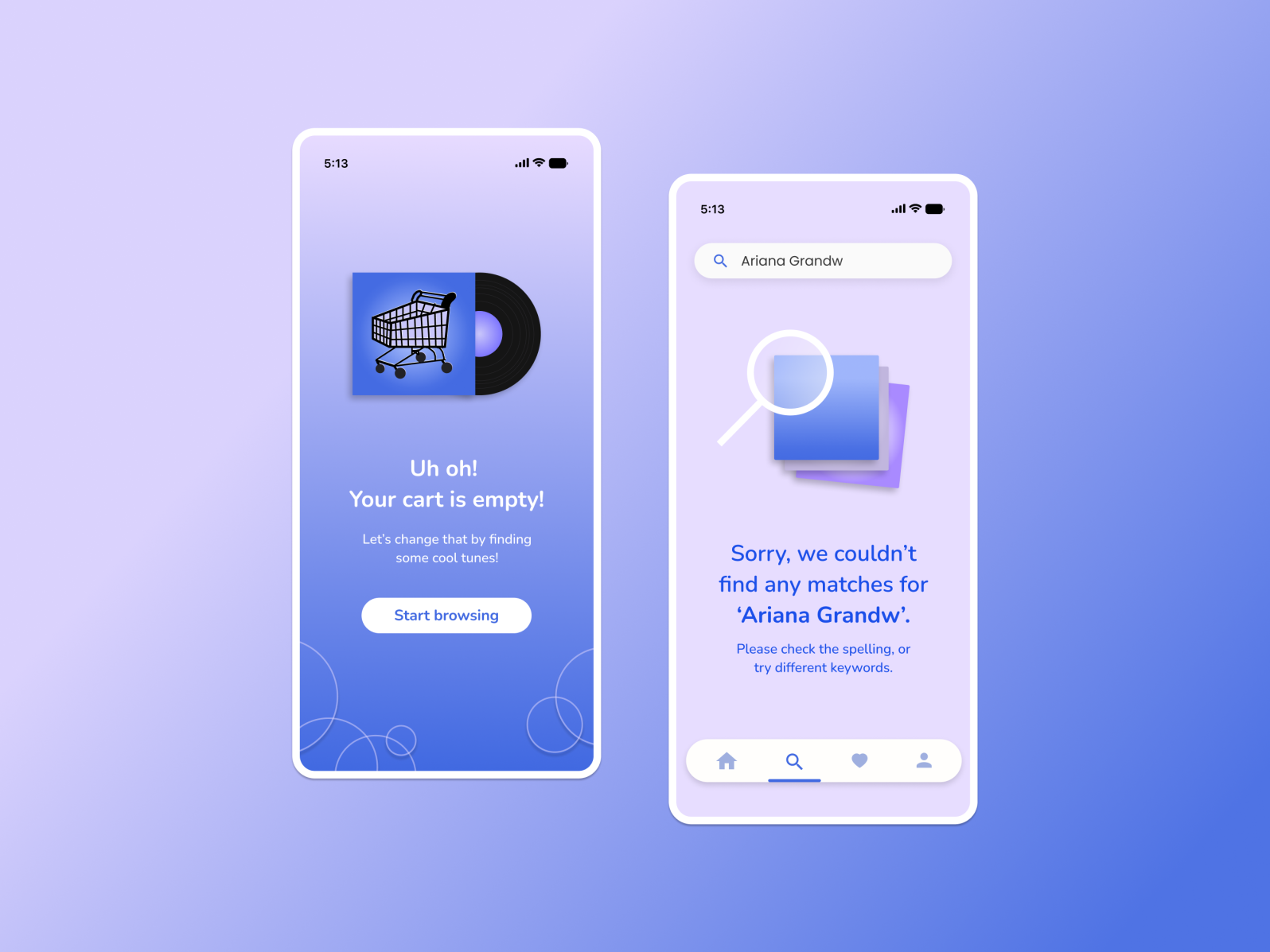 Empty State Screens by Sarah Cuison on Dribbble