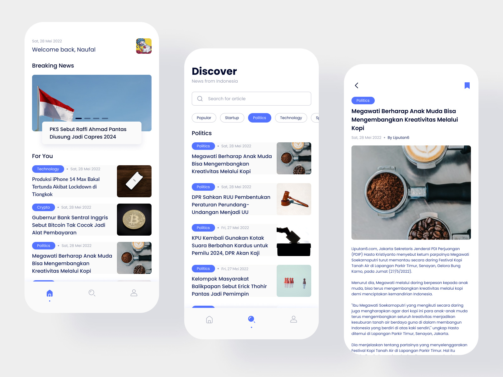 News Feed by Naufal Hanif R on Dribbble