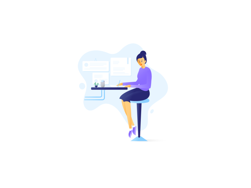 Woman at desk by Nikola on Dribbble
