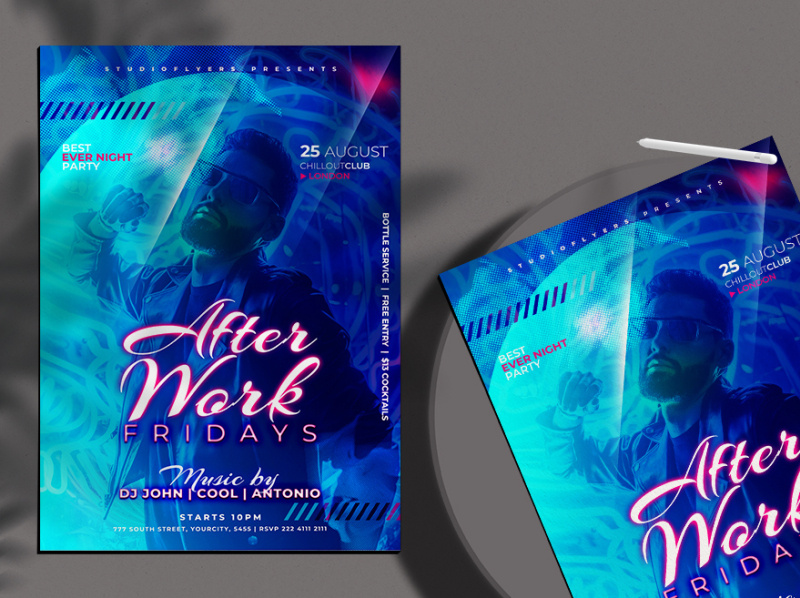 After Work Party Flyer Free PSD Template by Studio Flyers on Dribbble