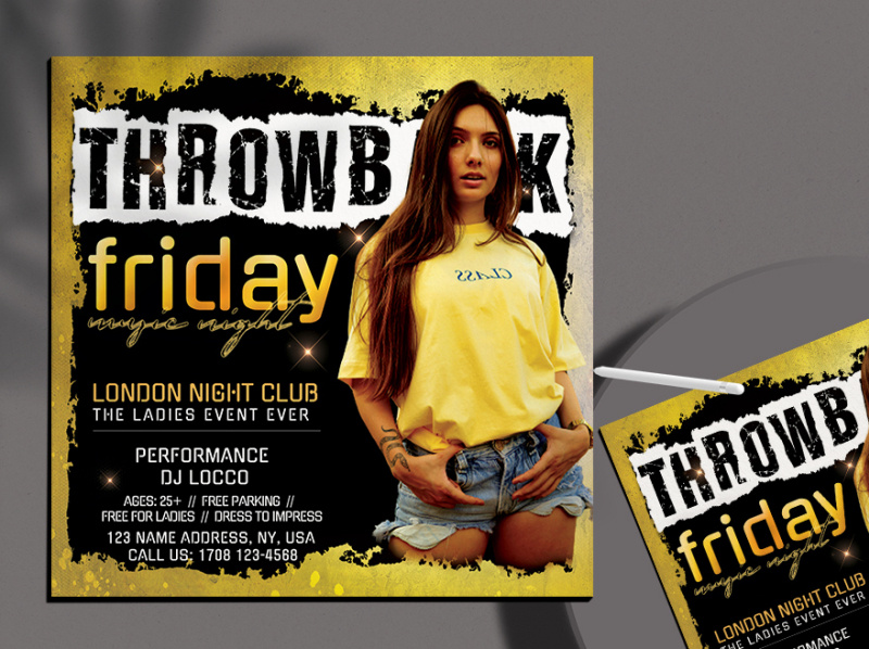 Throwback Friday Party Flyer Free PSD Template by Studio Flyers on Dribbble