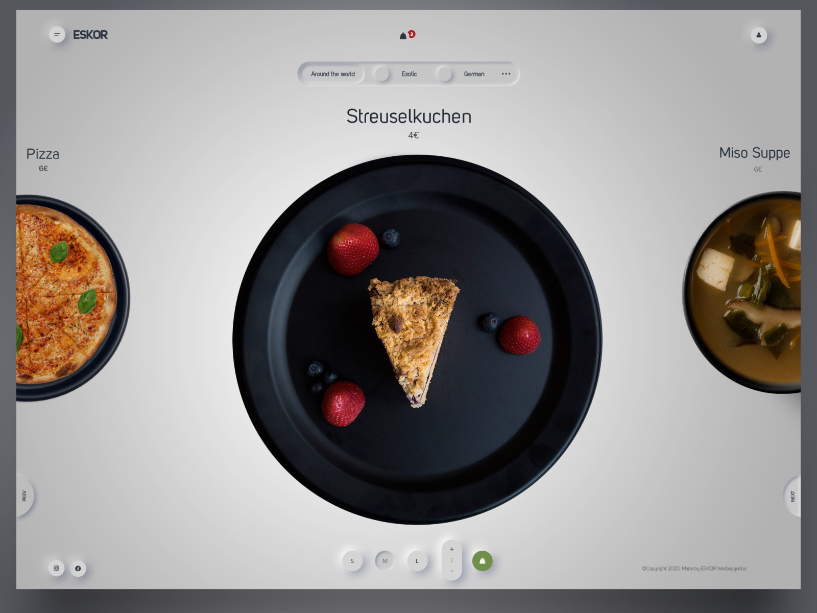 Neumorphism Food-Website Design concept by ESKOR Werbeagentur on Dribbble