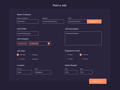Job Post Form UI Design by Saurabh Sharma on Dribbble