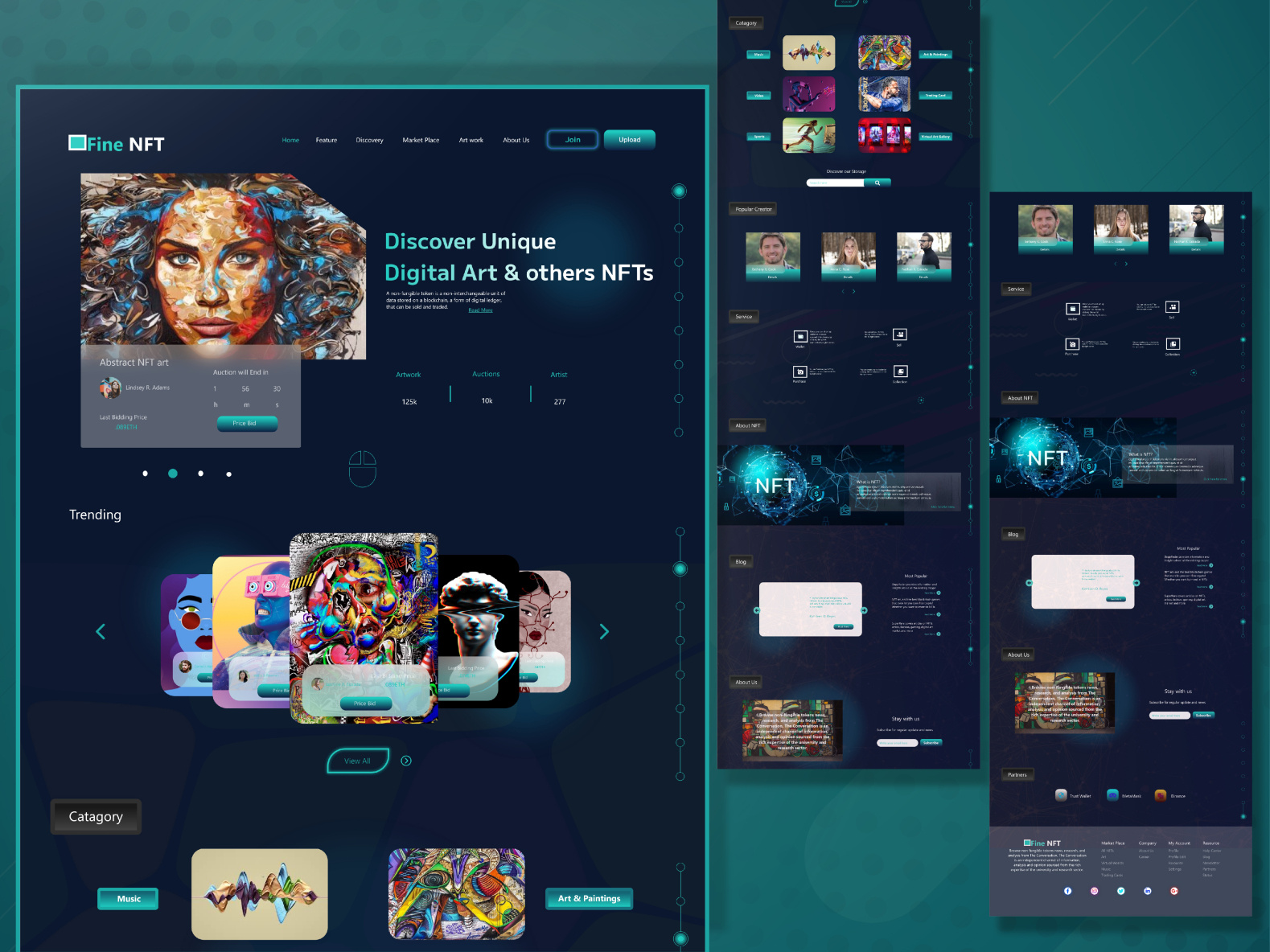 Fine-NFT Art Dark Theme Landing Page. by Afridi Biswas on Dribbble