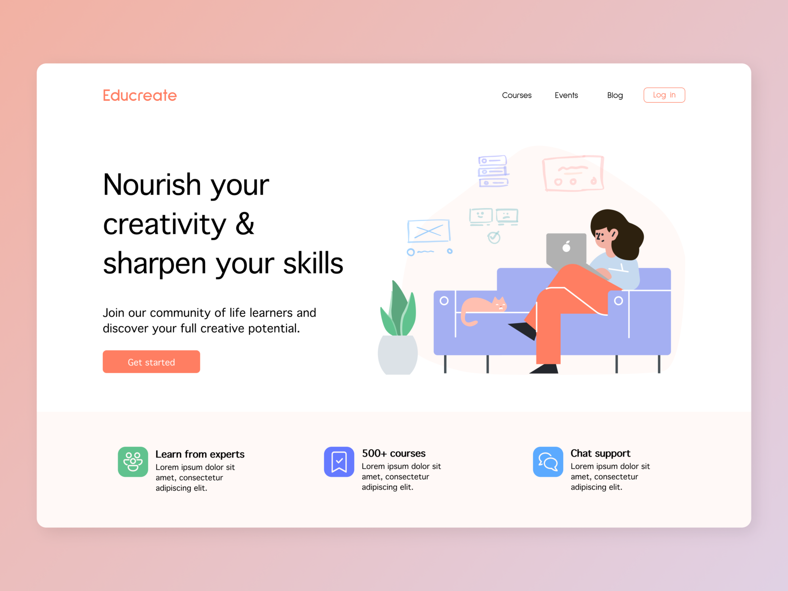 Minimal Landing Page Design by Monica Garcia on Dribbble