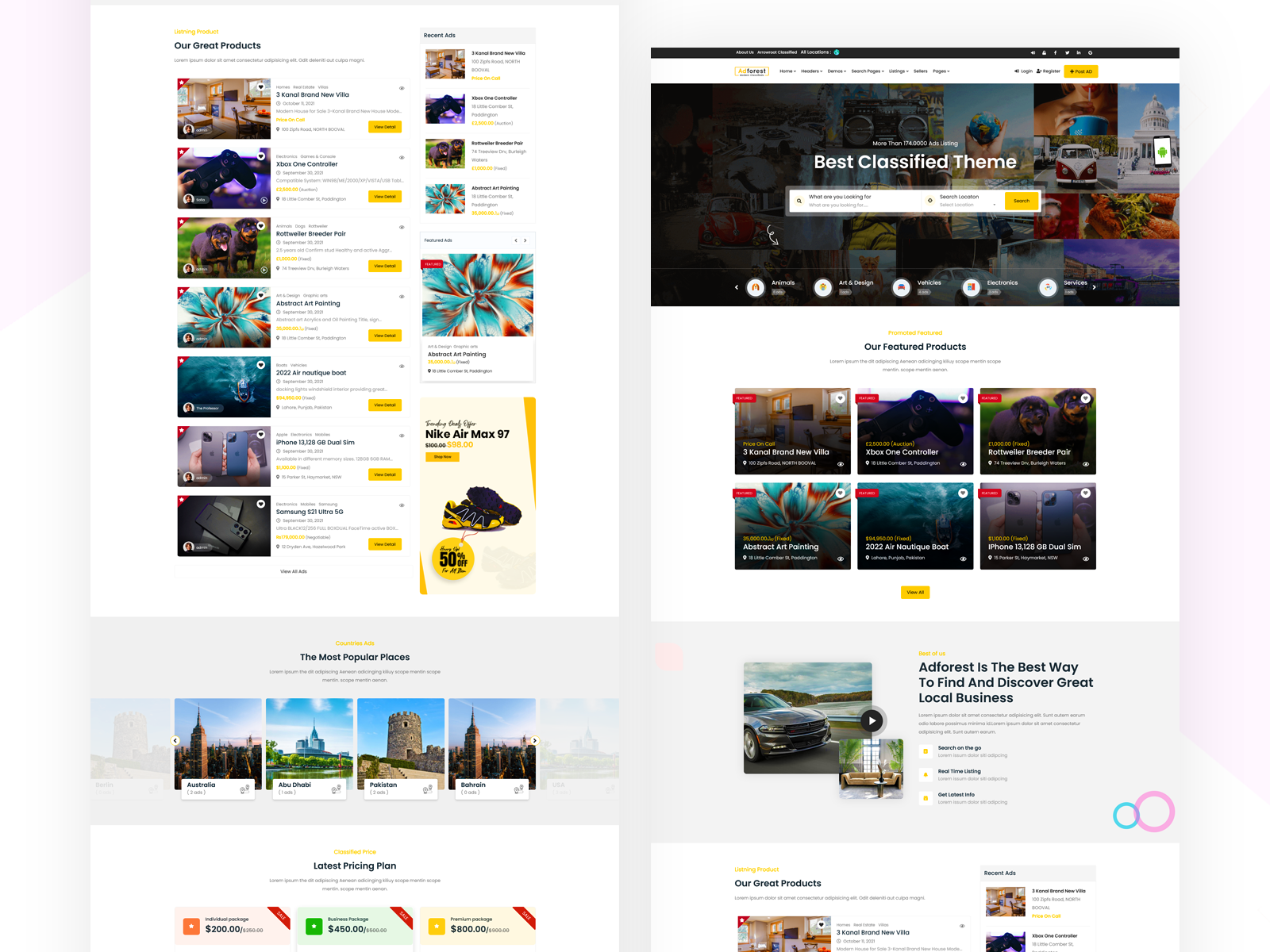 AdForest WordPress Theme by Glixen Technologies on Dribbble