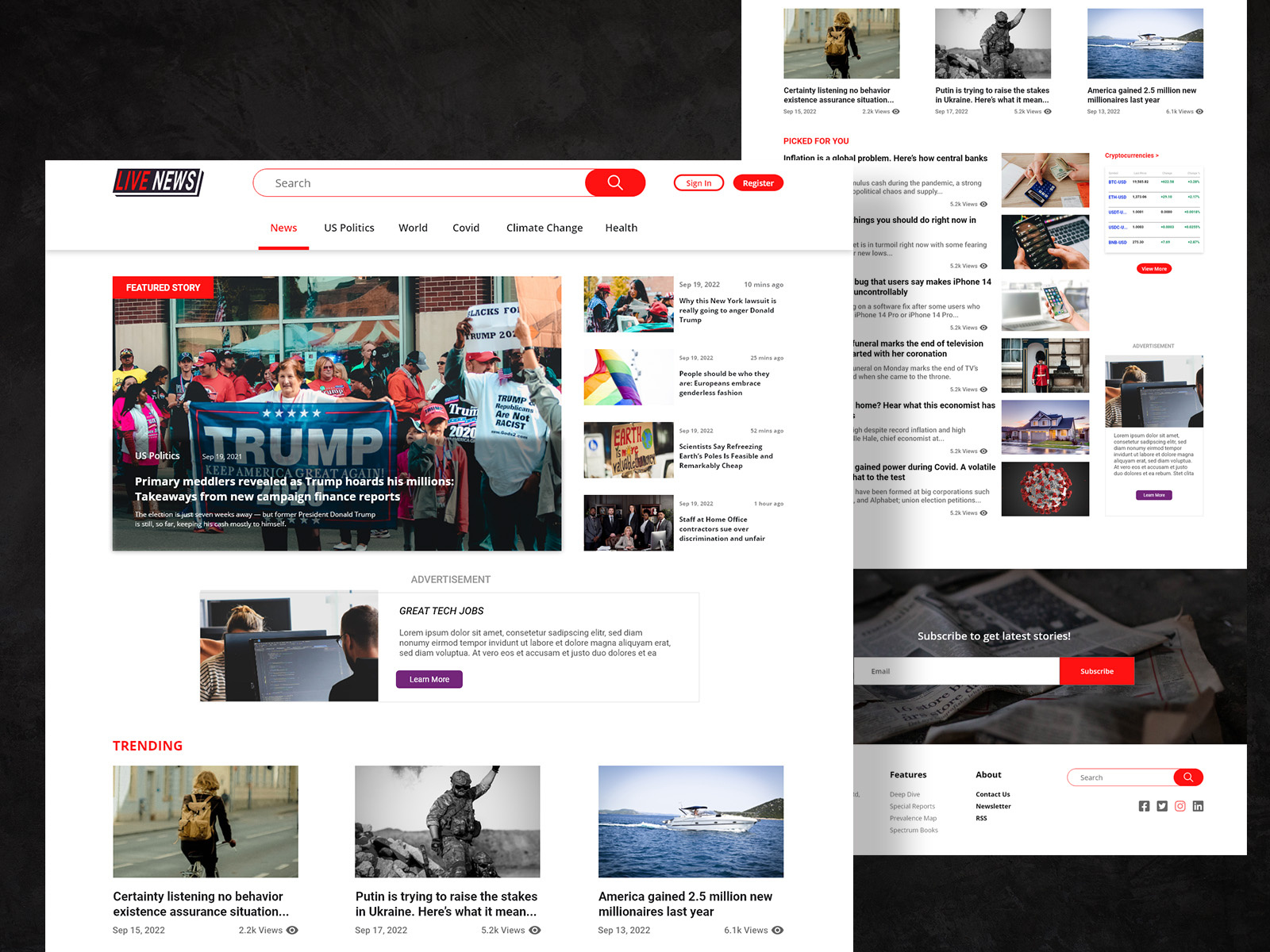 Reporting News - Web Design by Darko Petrovski on Dribbble