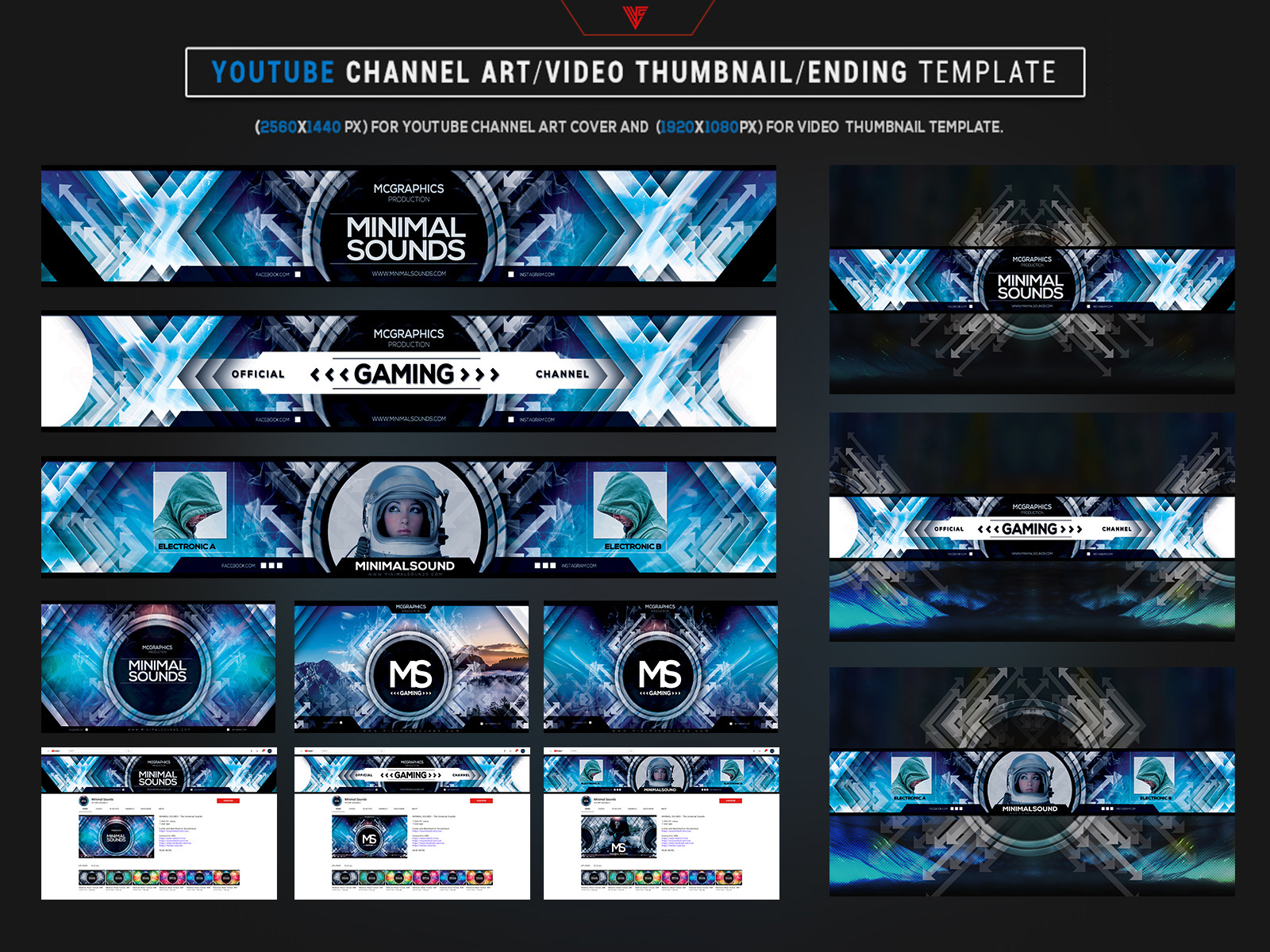 Youtube Channel Art Video Thumbnail and Ending Video Template by ...