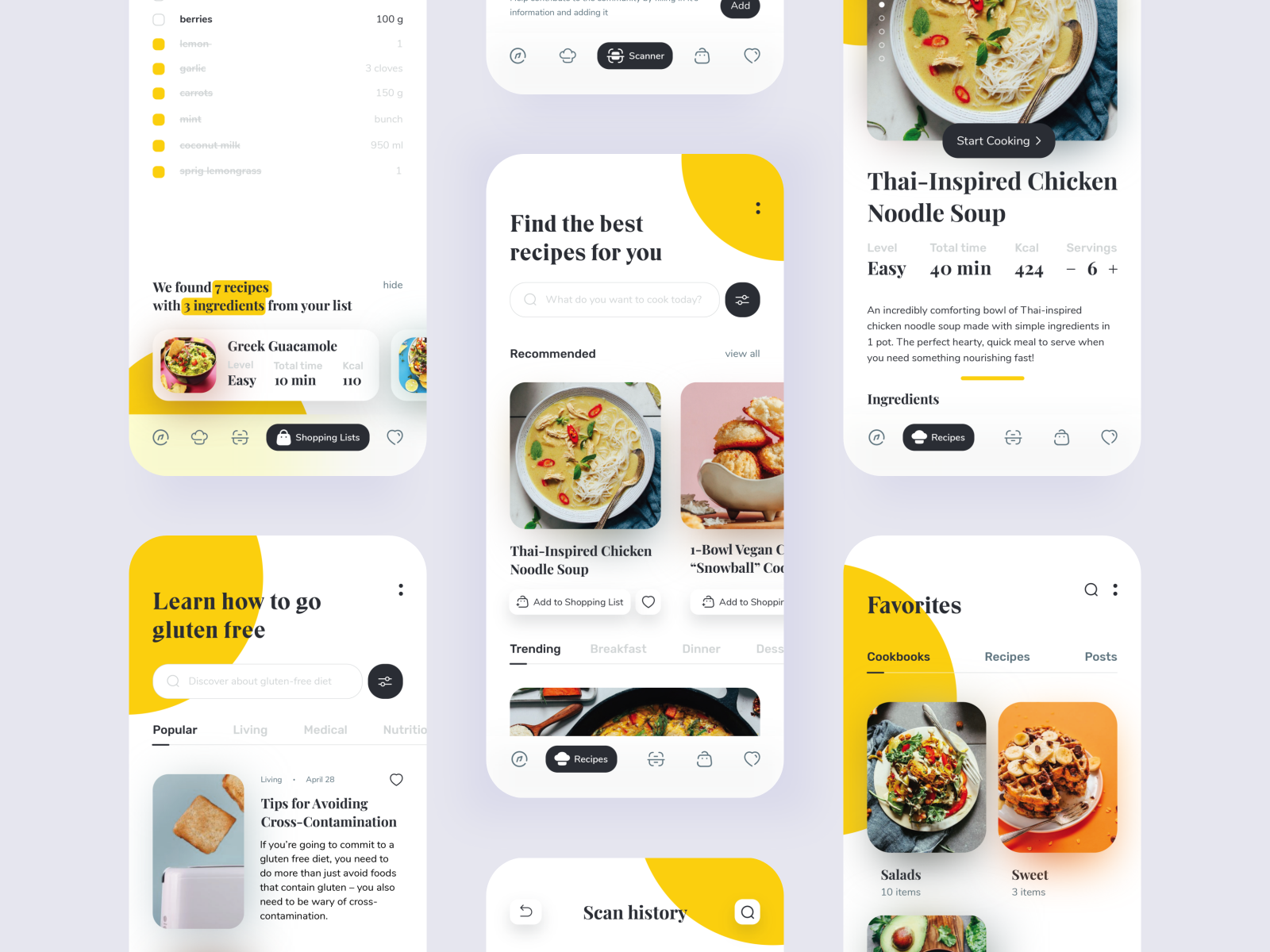 Gluten-Free Scanner & Recipe App by Alexandra Klinkovskaya on Dribbble