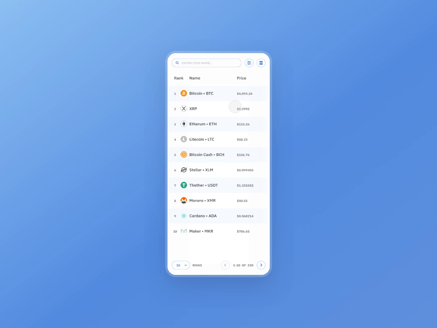 Xchange – Table Mobile Filters for Crypto Platform by Ralabs Design on ...