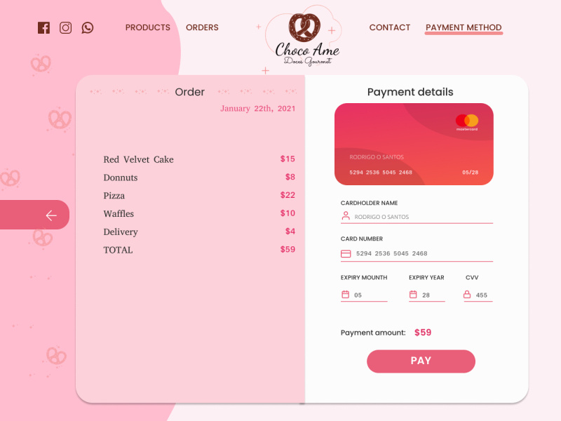 Daily UI :: 002 Credit Card Checkout by Eduarda Kreuzburg on Dribbble