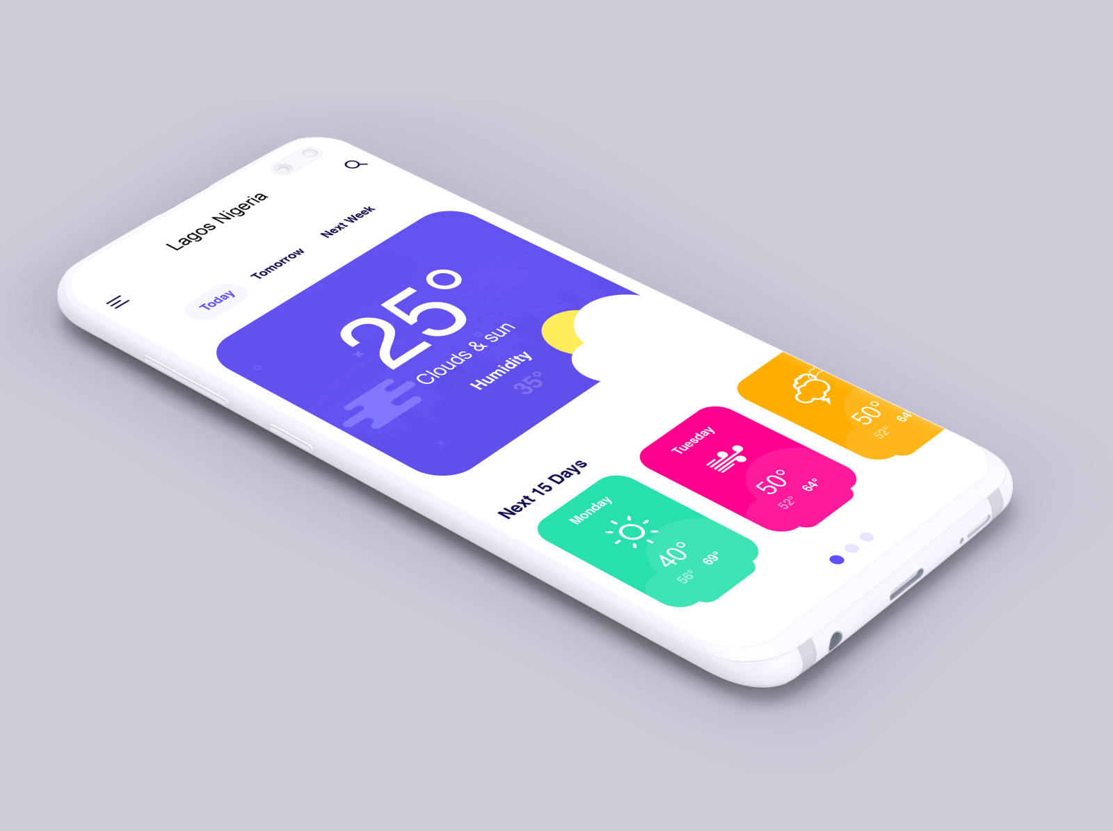 Weather Mobile App UI by ADISA OPEYEMI on Dribbble