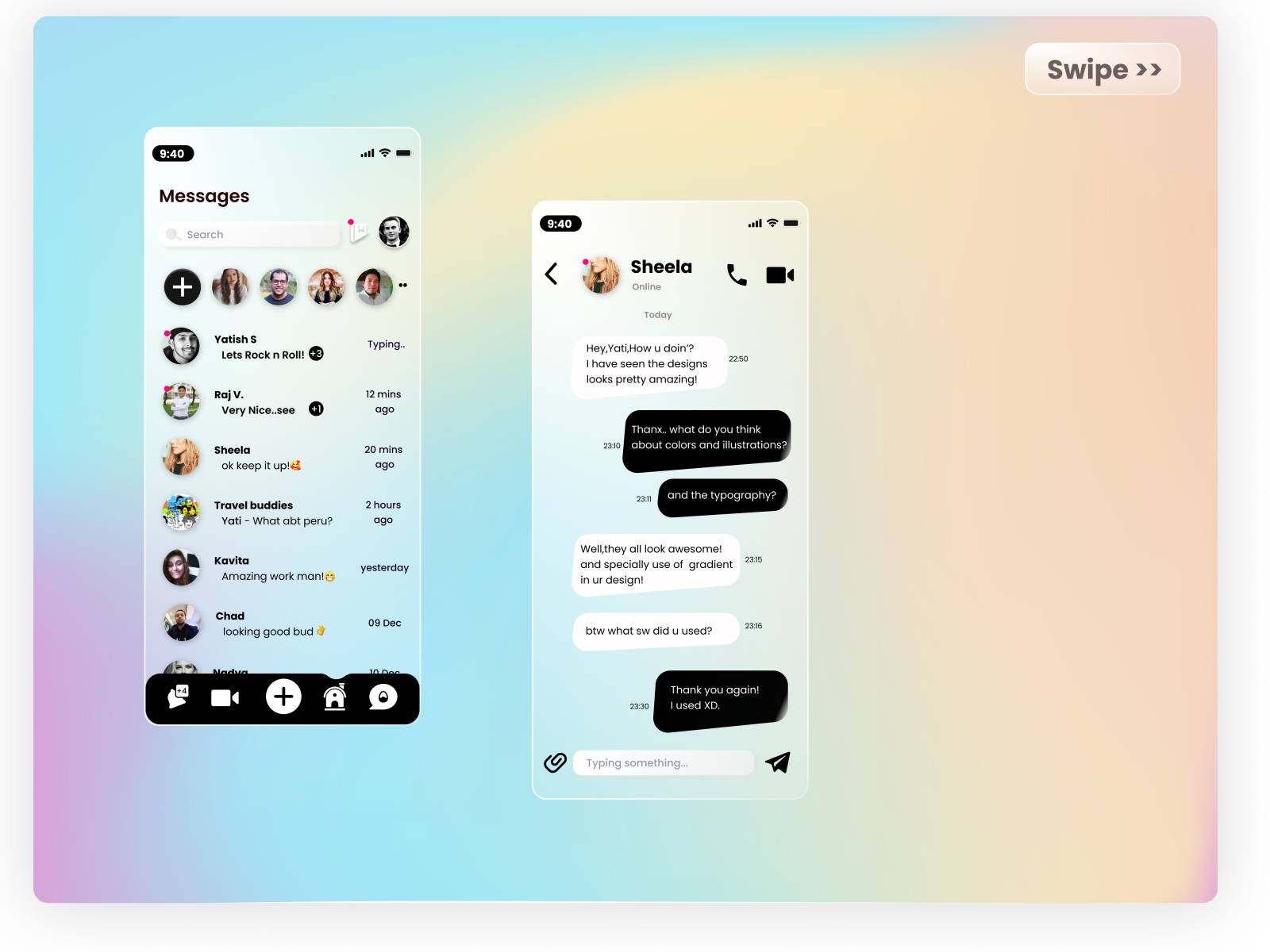 Direct Messaging App Design using glassmorphism. by Yatish on Dribbble