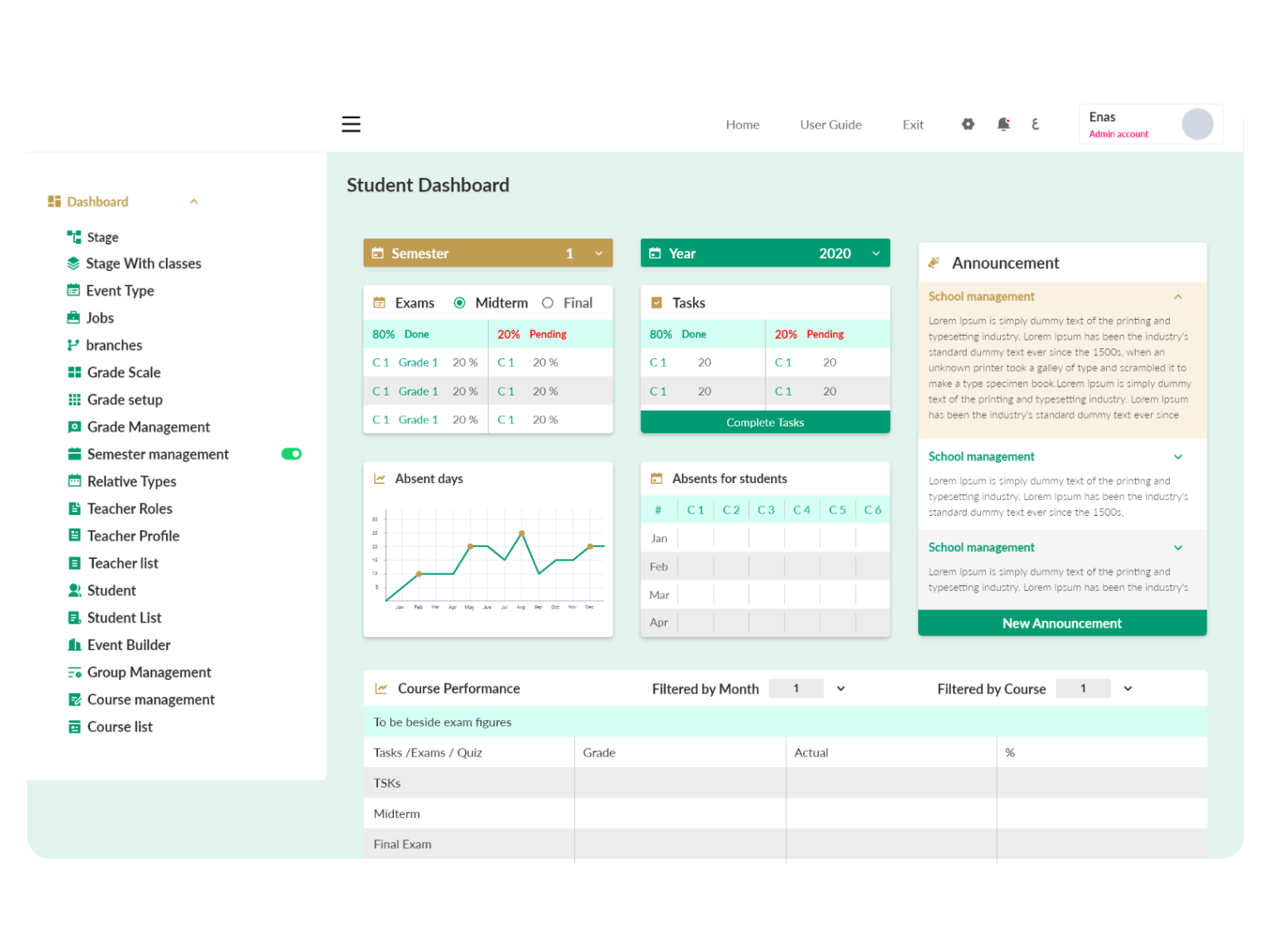 Educational Dashboard by Enas Muhammad on Dribbble