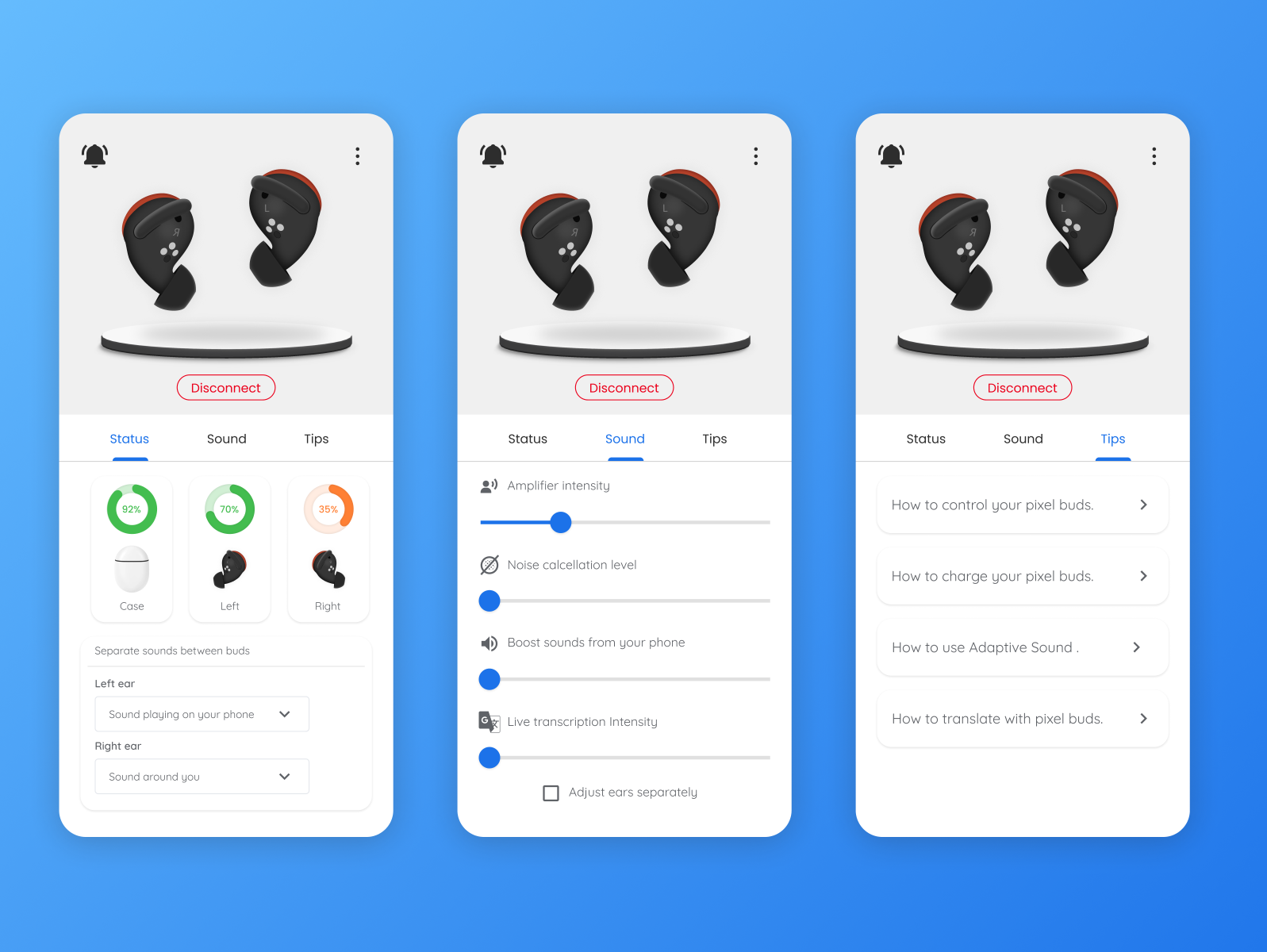 Pixel buds control panel by Loy Oyinloye on Dribbble