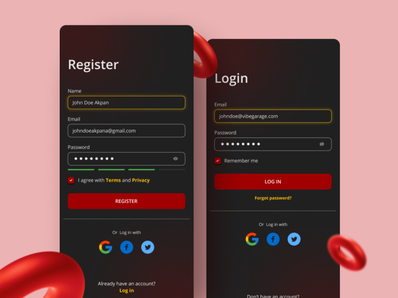 Register / Log in Screens by Emmanuel Enang on Dribbble