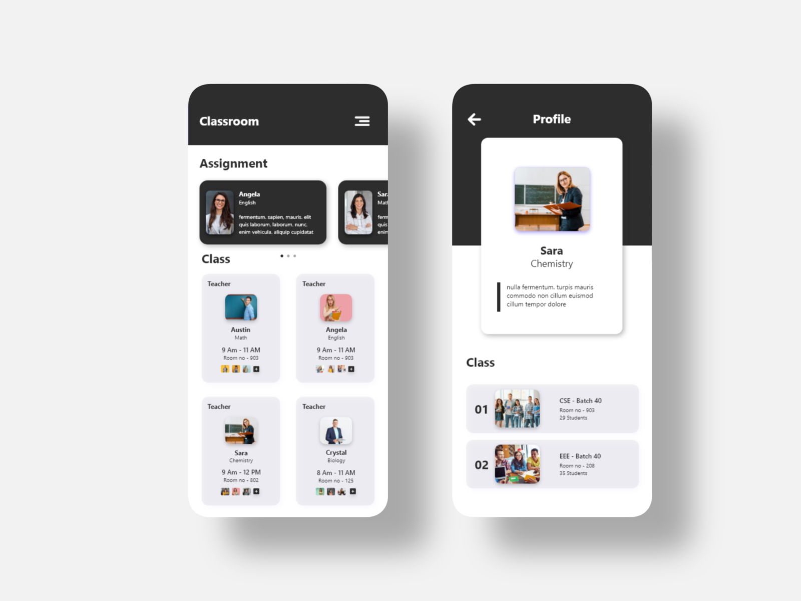 Classroom app ui by Ahamed Rizvi on Dribbble