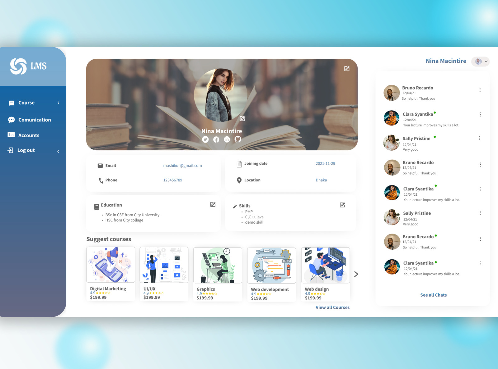 Student Profile by Kashifa Shehzad on Dribbble