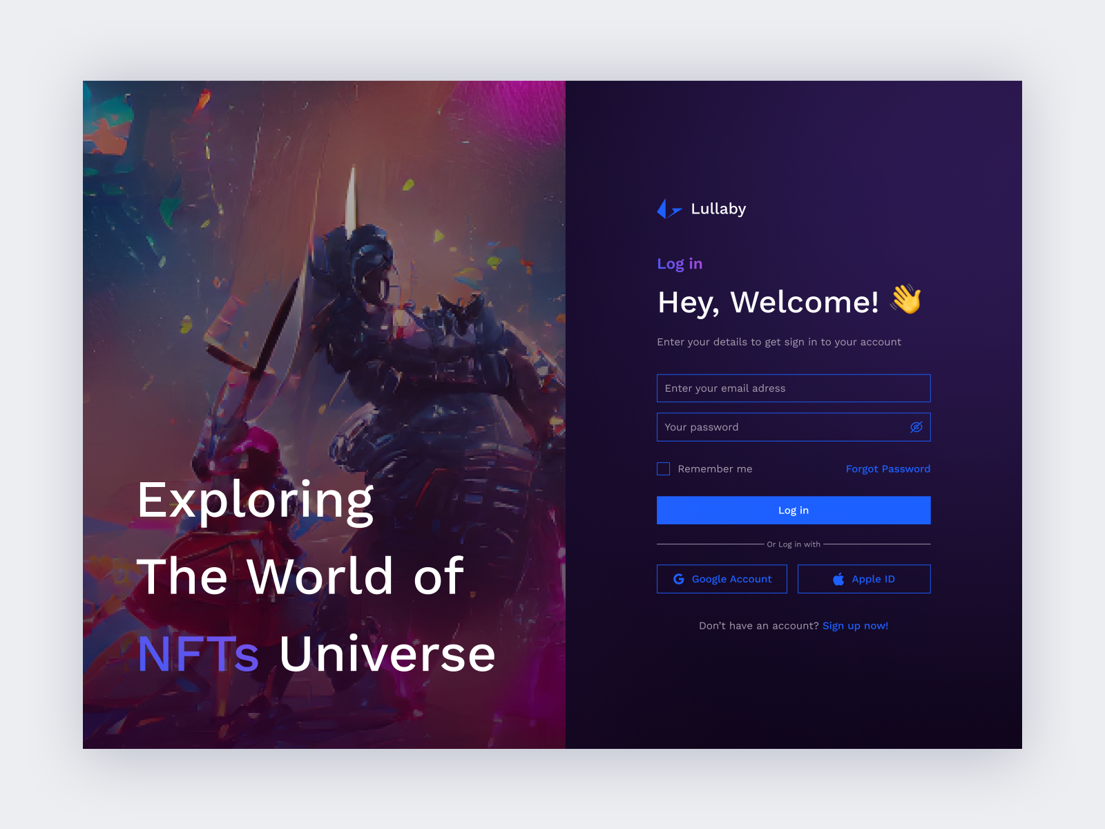 NFTs Marketplace - Web Login Page by M. Fata Habibullah on Dribbble
